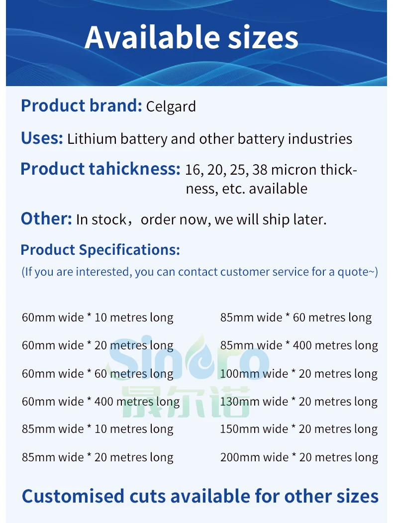 Celgard 2400/2500/2325 Lithium Membrane Battery Separator for Electric ...