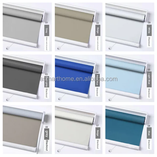Cordless Shades 100% Blackout Roller Blinds Mechanism Loaded Pull Down ...