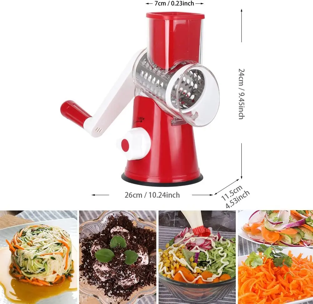 Rotary Cheese Grater Shredder Chopper Cutter Round Tumbling Box ...