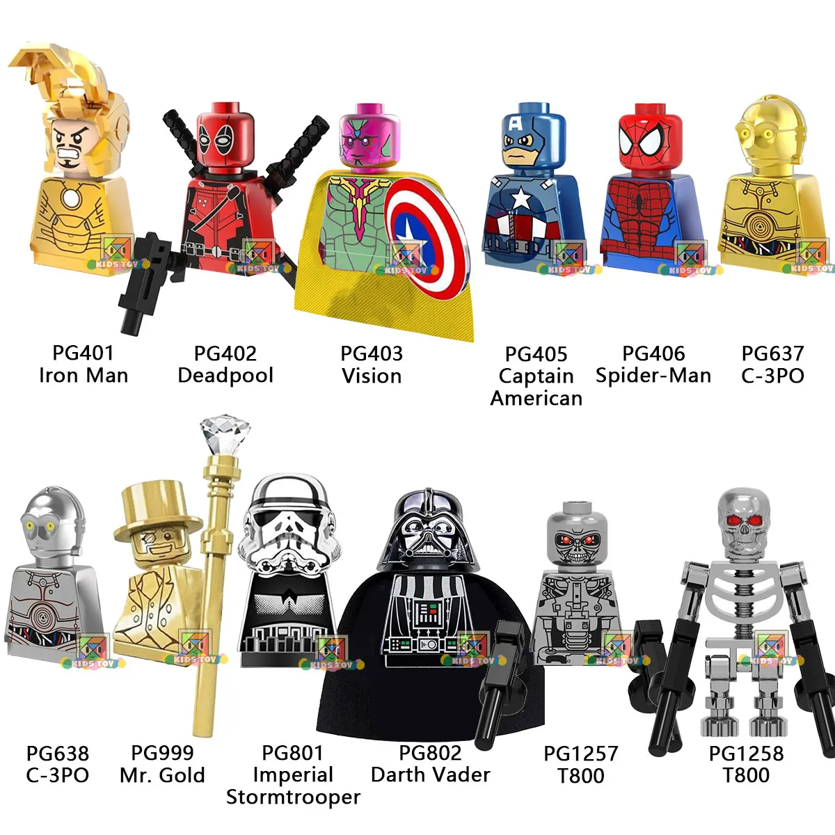 Chromed Space Wars Super Heroes Character Block Figure Mini Bricks Kids ...
