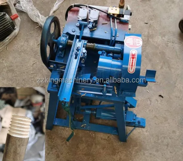 Motorized Wood Broom Stick Threading Machine Screw Roll Tooth Cutting ...