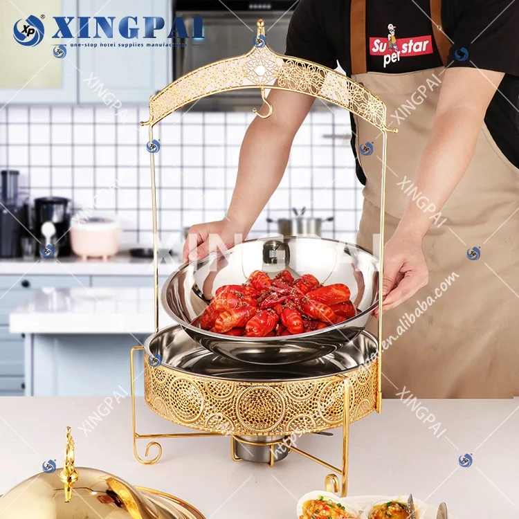 Xingpai Five Star Hotel Luxury Gold Chaffing Dishes Food Warmer Set Buffet Catering Stainless ...