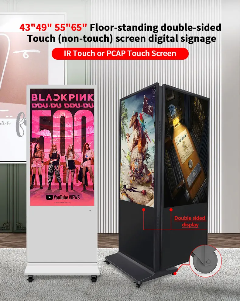 55inch Floor Standing Android System Ultra Slim Double Sided Digital ...