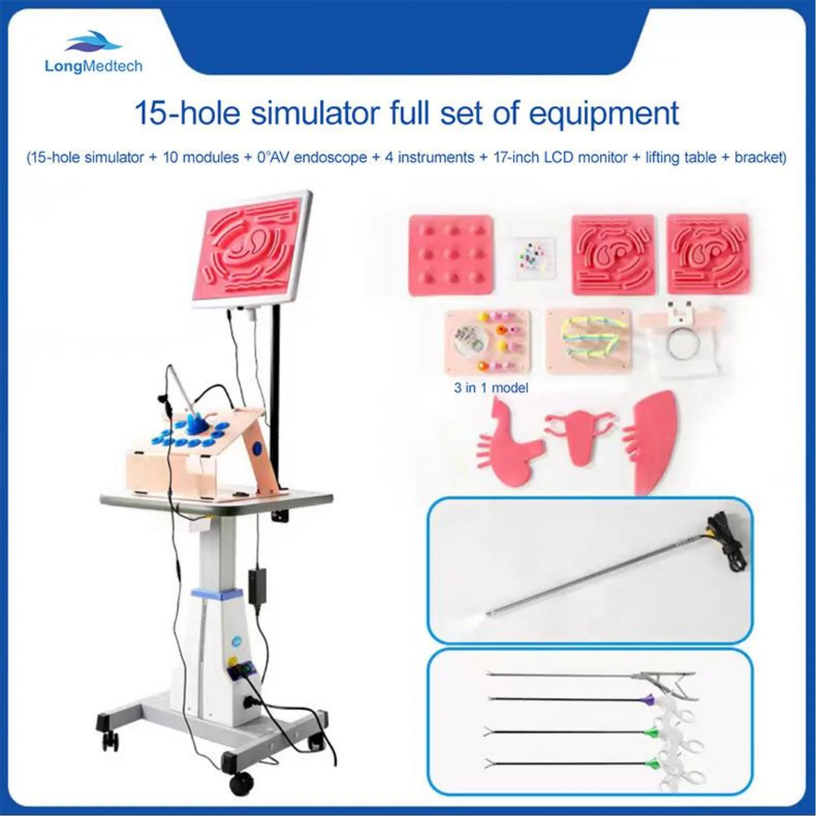 Laplay Laparoscopic Trainer Simulator Box With Endoscope Camera And Practice Modules For Doctor ...