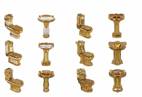 Modern Golden Sanitary Wares Wc One Pieces Gold Plating Toilet From ...