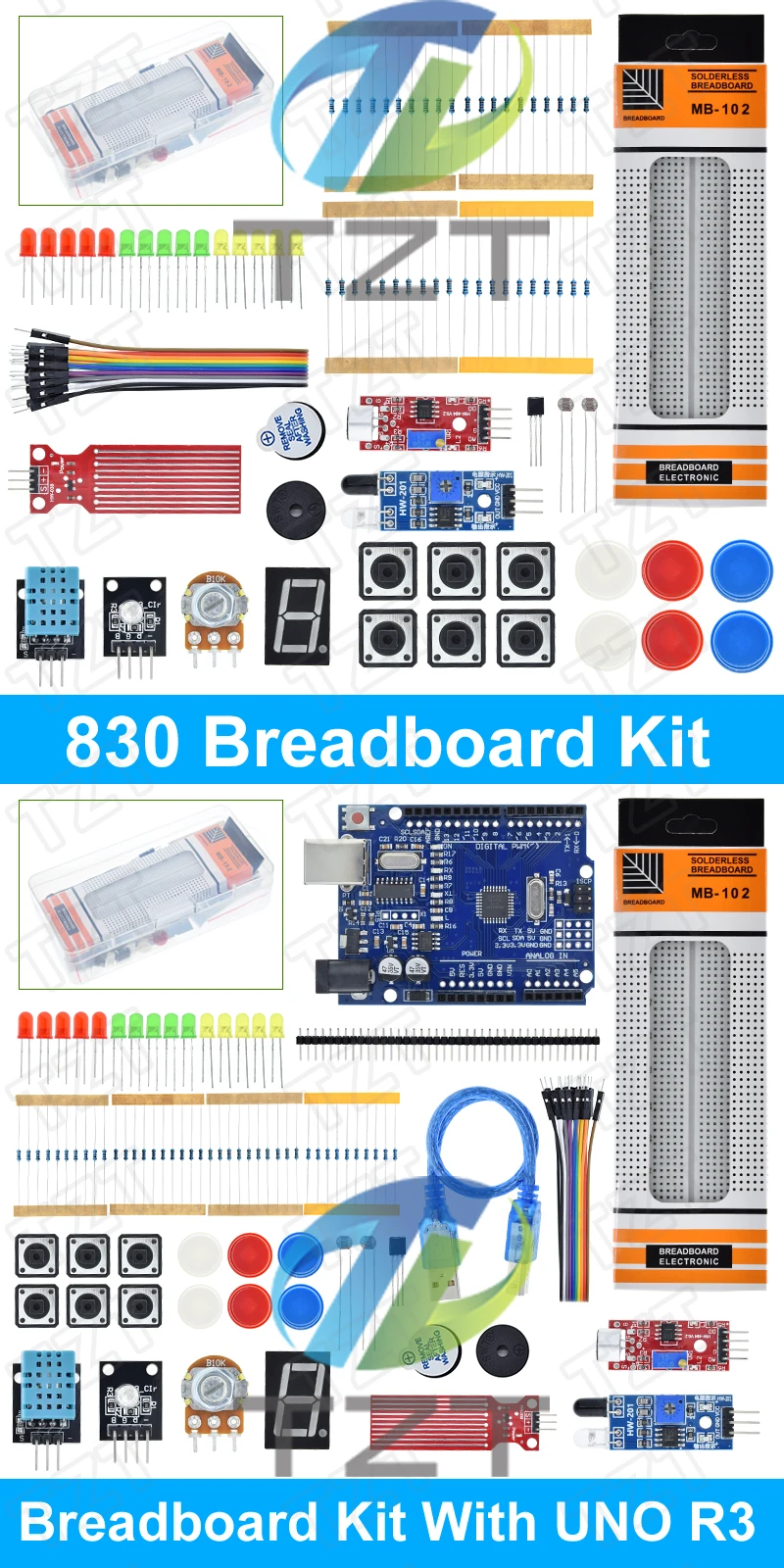 Starter Kit For Arduino Uno R3 Breadboard Basic Simple Learning Kit