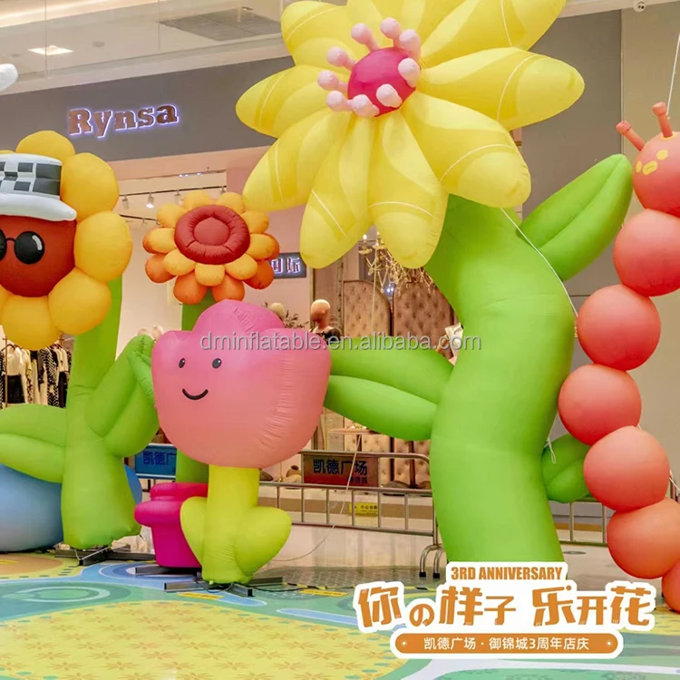 Inflatable Rainbow Color Flowers Sculpture Inflatable Flower With ...