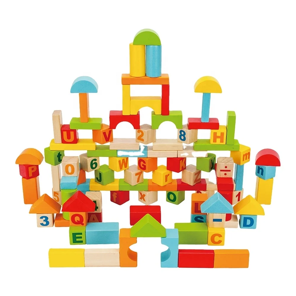 Wholesale Fancy Colours Wooden Building Blocks Toy Cheap Kids Wooden ...
