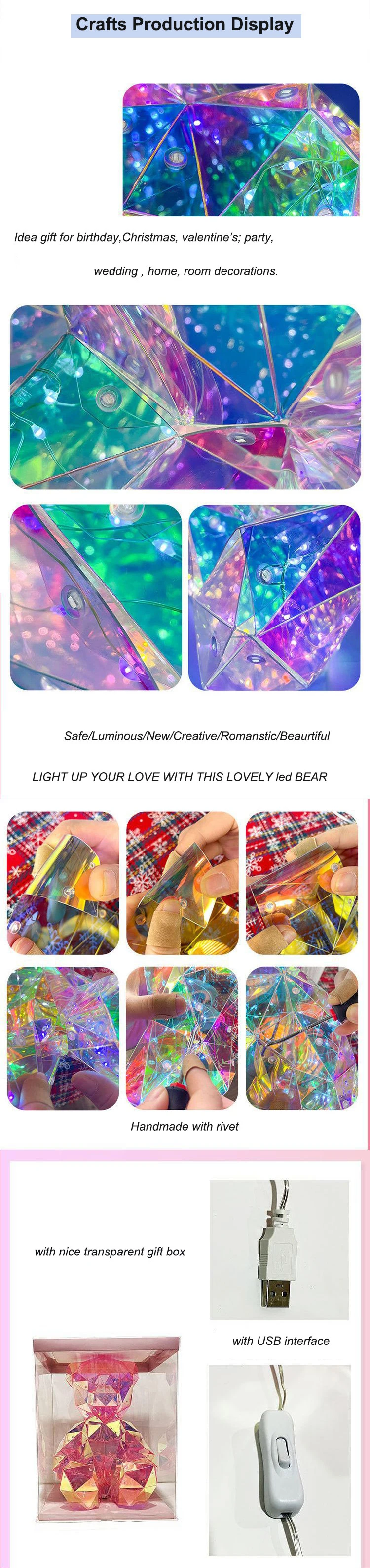 2023 Novelty Gifts Led Glow Teddy Bear Valentines Day 30 Cm Pvc ...