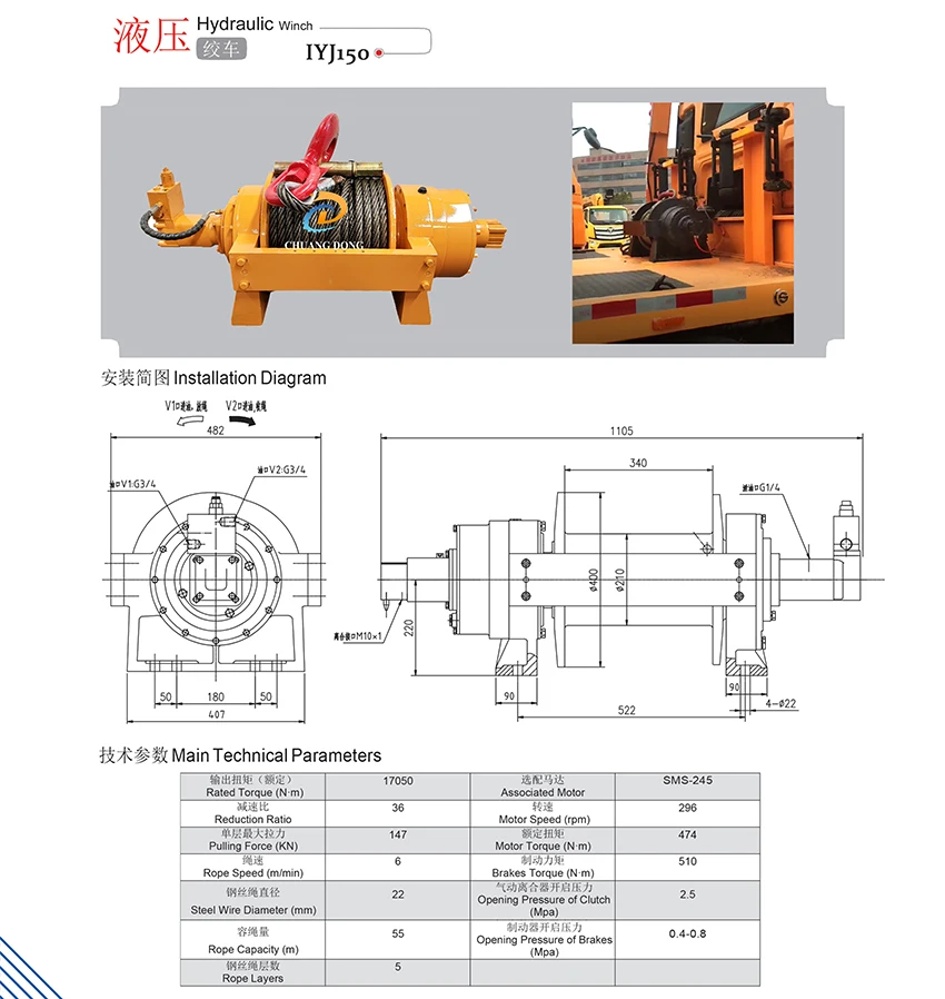 Hydraulic Winch for Wrecker Recovery Truck 10000 Pounds 20000 Pounds ...