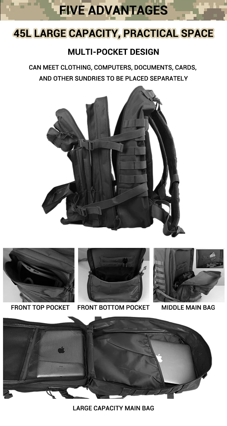Custom Tactic Multiple Color 900d 45l Waterproof Molle Gym Bag Mochila ...