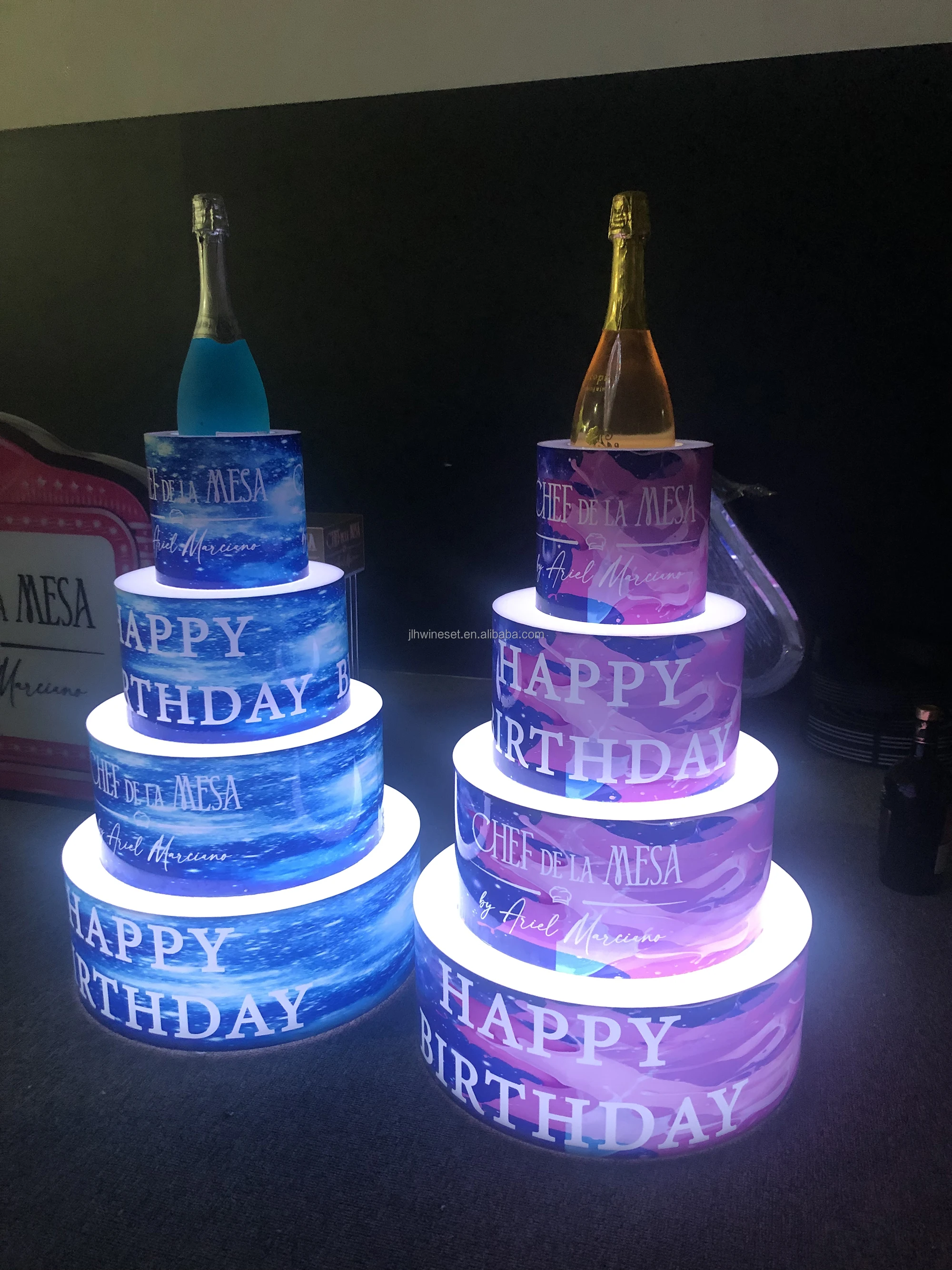 Nightclub Happy Birthday Cake Stand with Shot Cup Tray