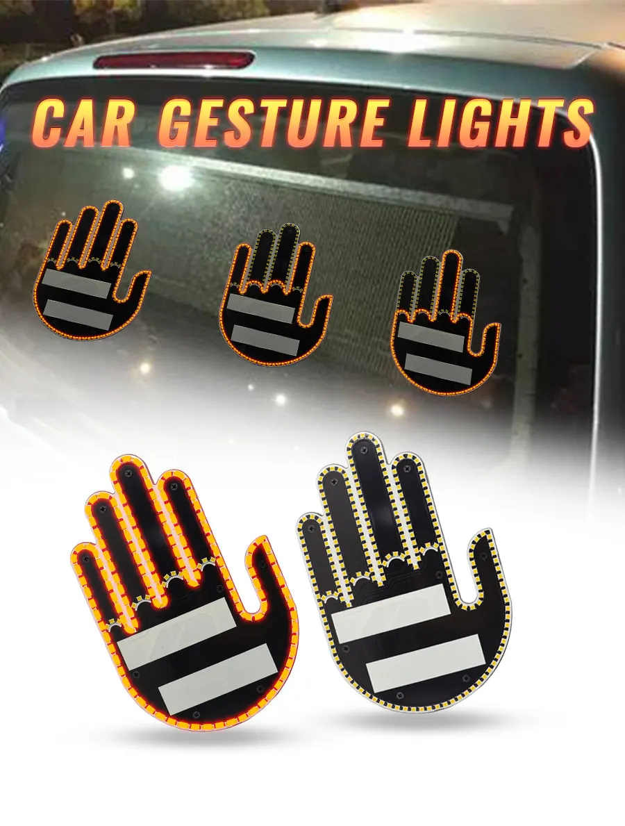 Universal Fun Car LED Light - Middle Finger with Remote