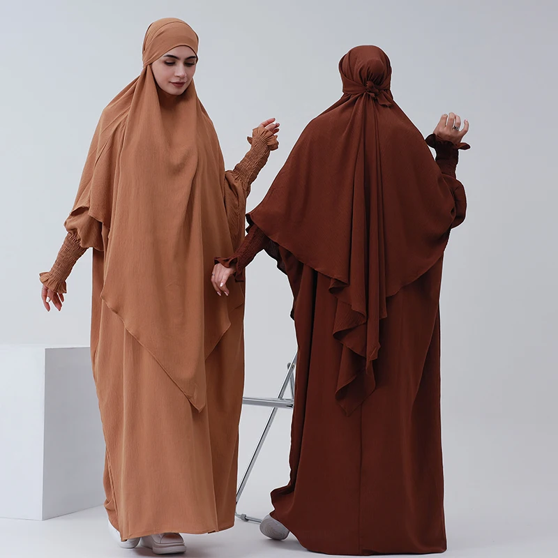 Modest Plain Islamic Jilbab Abaya two piece Set Muslim Prayer Jilbab ...