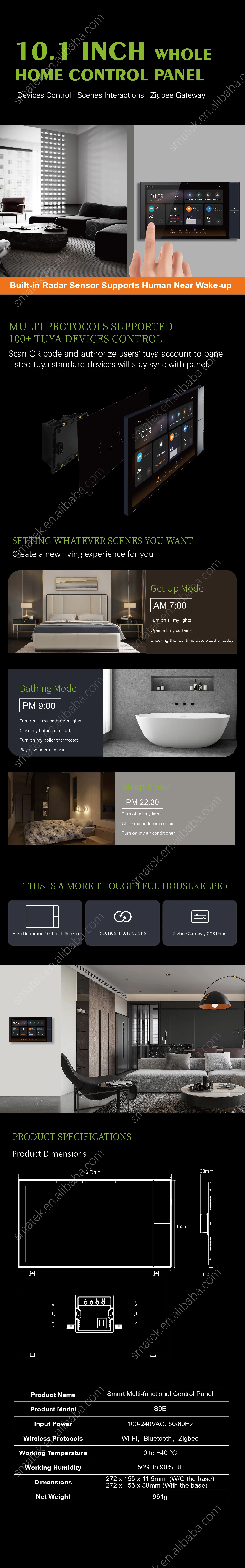 10.1 Inch Tuya Home Automation Smart Home Touch Screen Control Panel ...