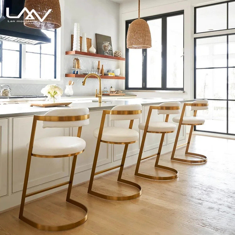 Modern Creative Luxury Leather Upholstered Bar Chair Restaurant Bistro ...