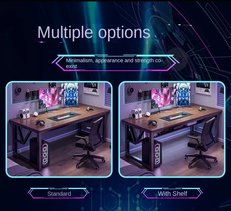 Modern Steel Racing Gamer Desk - Metal Gaming Table 100-160cm for E ...