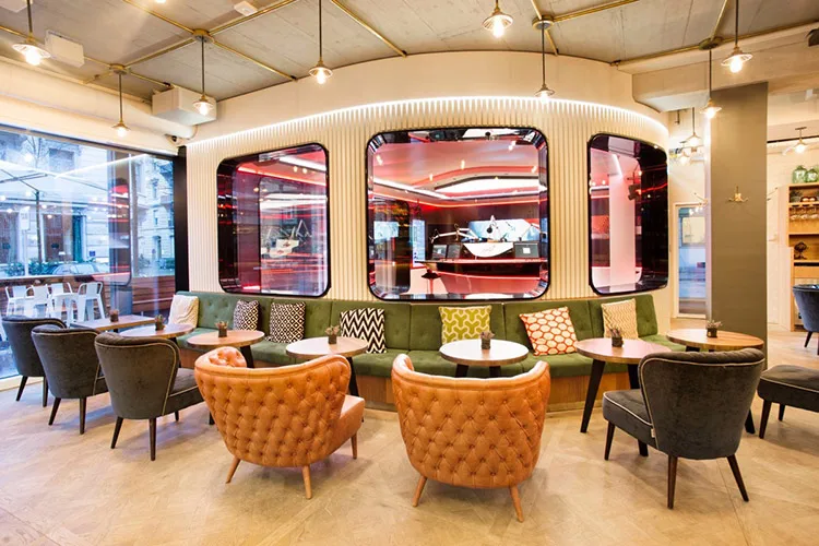 Modern Commercial Coffee Shop Cafe Table And Chairs Booth Seating Sofa ...