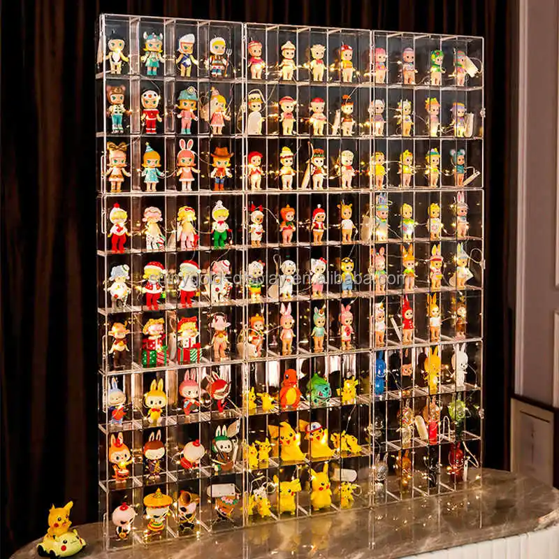 Clear Mounted Acrylic Display Case Organizer Rack with Sliding Door for ...