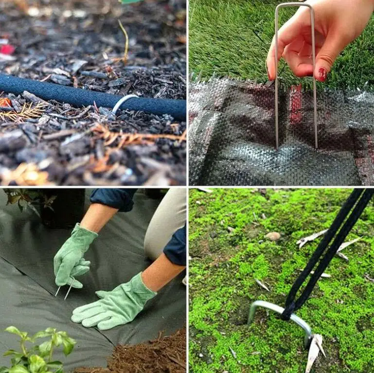 6 Inch U-Shaped Galvanized Ground Stakes Turf Staples for Artificial ...