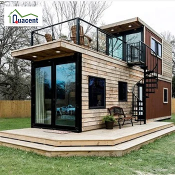 Quacent Luxury Modern Tiny Wooden Prefab House Two Storey Container Prefabricated Home Buildings ...