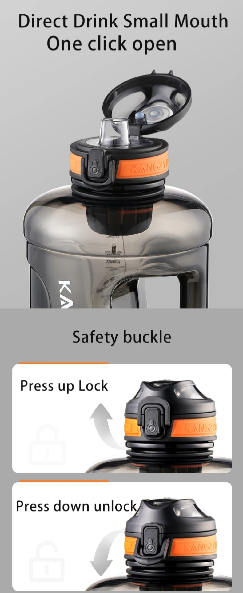 1500ml Botella De Agua Personalizado Eco Amigable Big Size Clear Tritan ...