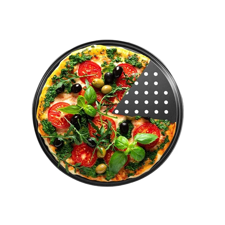 Pizza Pan 16 Inch,Perforated Pizza Tray With Holes For Oven,Black Heavy ...