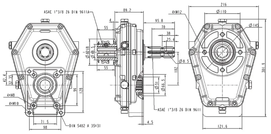 Speed Increaser 540 RPM PTO Gearbox KM7108 for Agriculture
