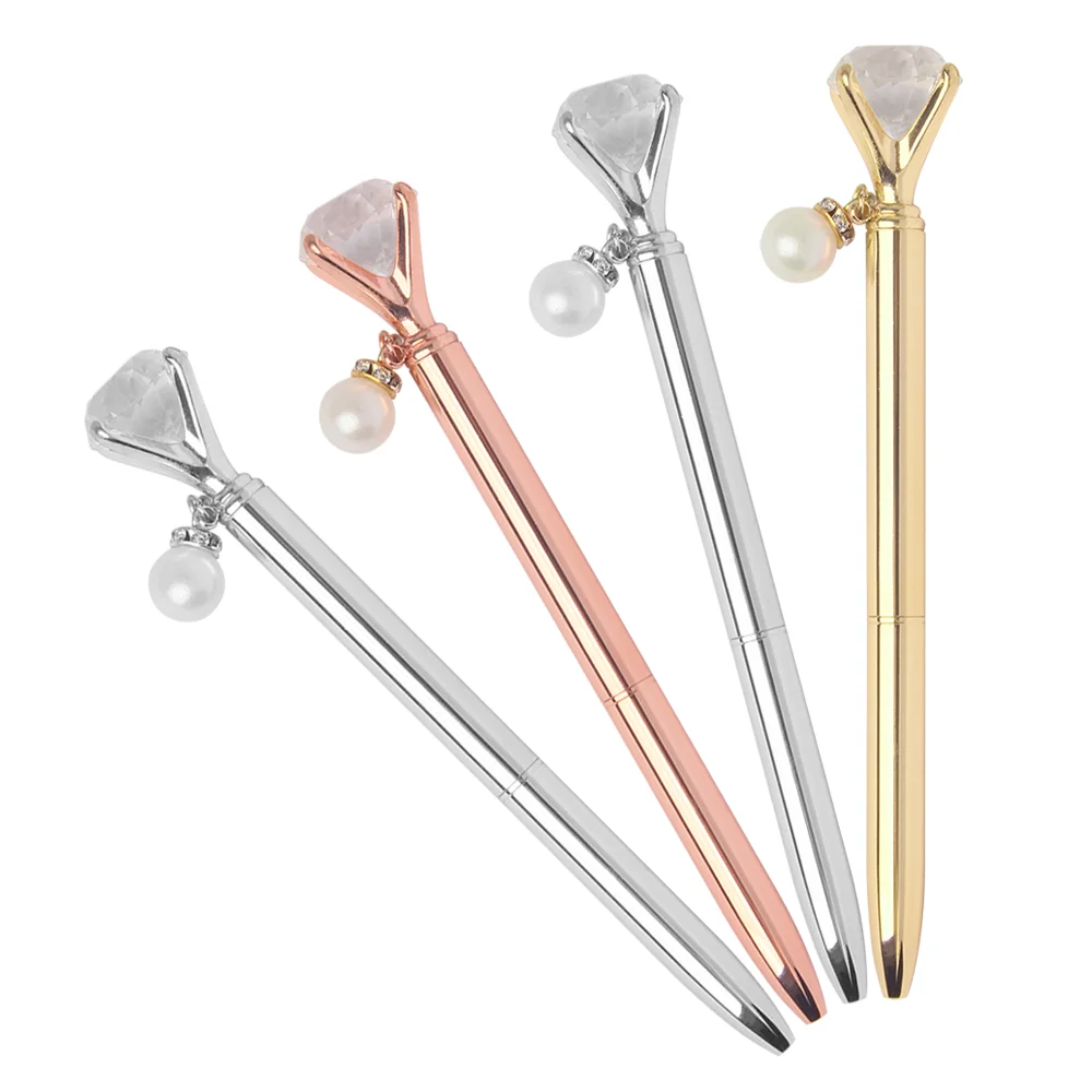 Large Diamond Pen Ballpoint Pens Bling Black Ink Pen With Pearl Pendant ...