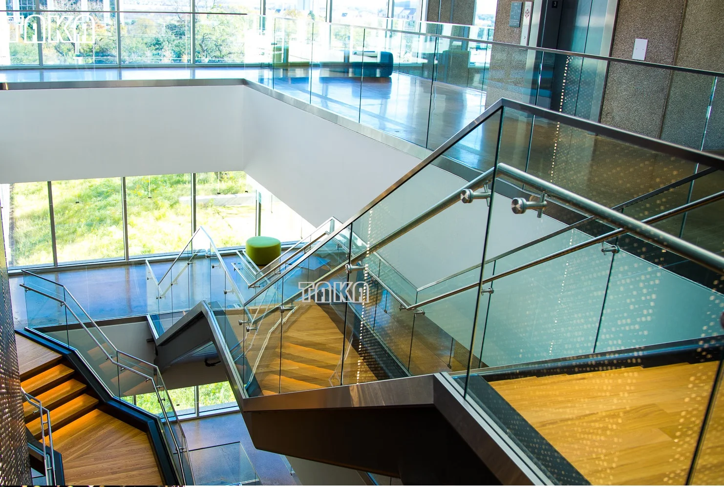 U Channel Base Glass Railing with LED Strip - Durable & Stylish
