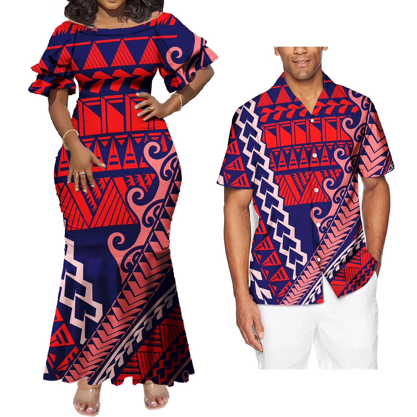 2-piece Couple Polynesian Samoan Tribe Design Print Party Couple ...