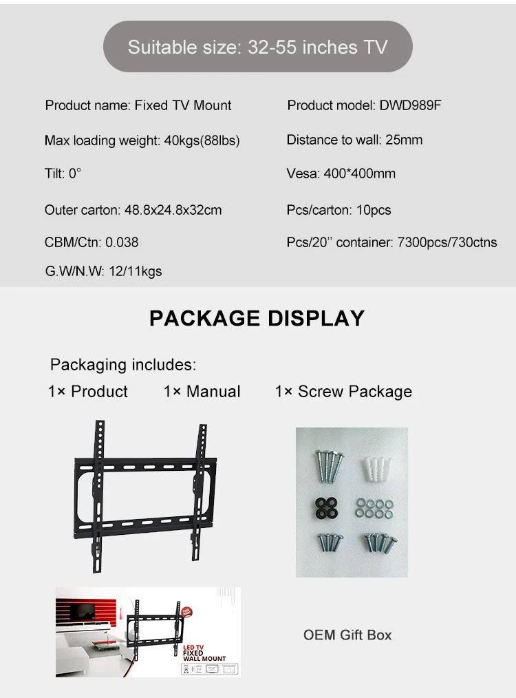 Sliding Lcd Tv Wall Mount Bracket For 32"-55" Screen Size - Buy Sliding ...