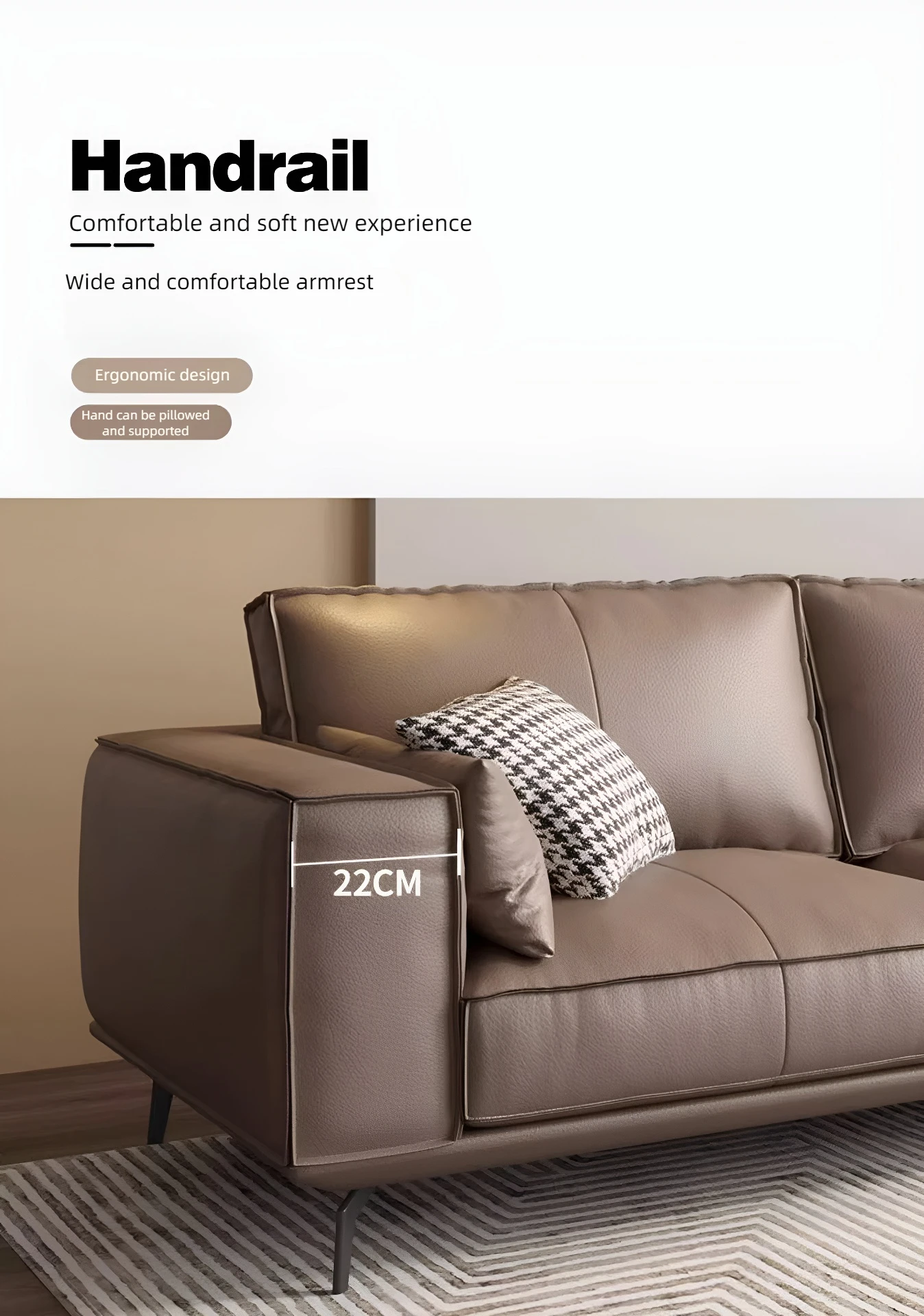 Italian Minimalist Leather Luxury Sofa Straight Four-seat Modern Latex ...