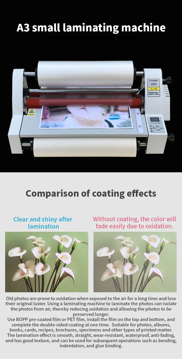 Dual-purpose Large A3 Automatic V350 Hot and Cold Laminating Machine