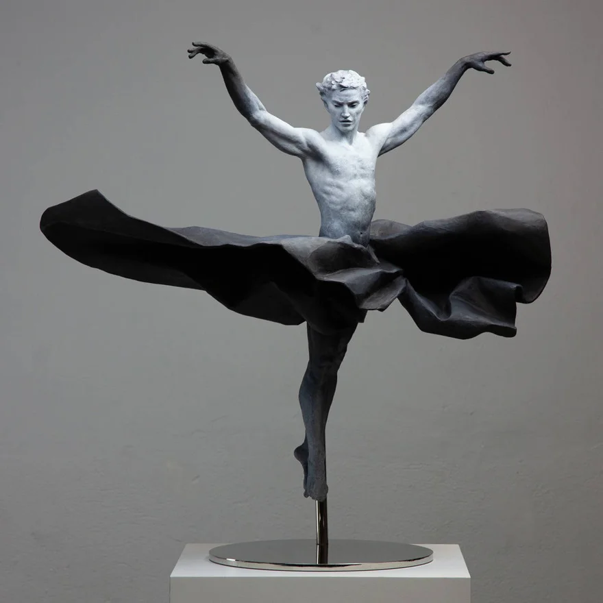 Modern Style Bronze Ballet Dancer Statue Copper Man Art Sculpture Home ...