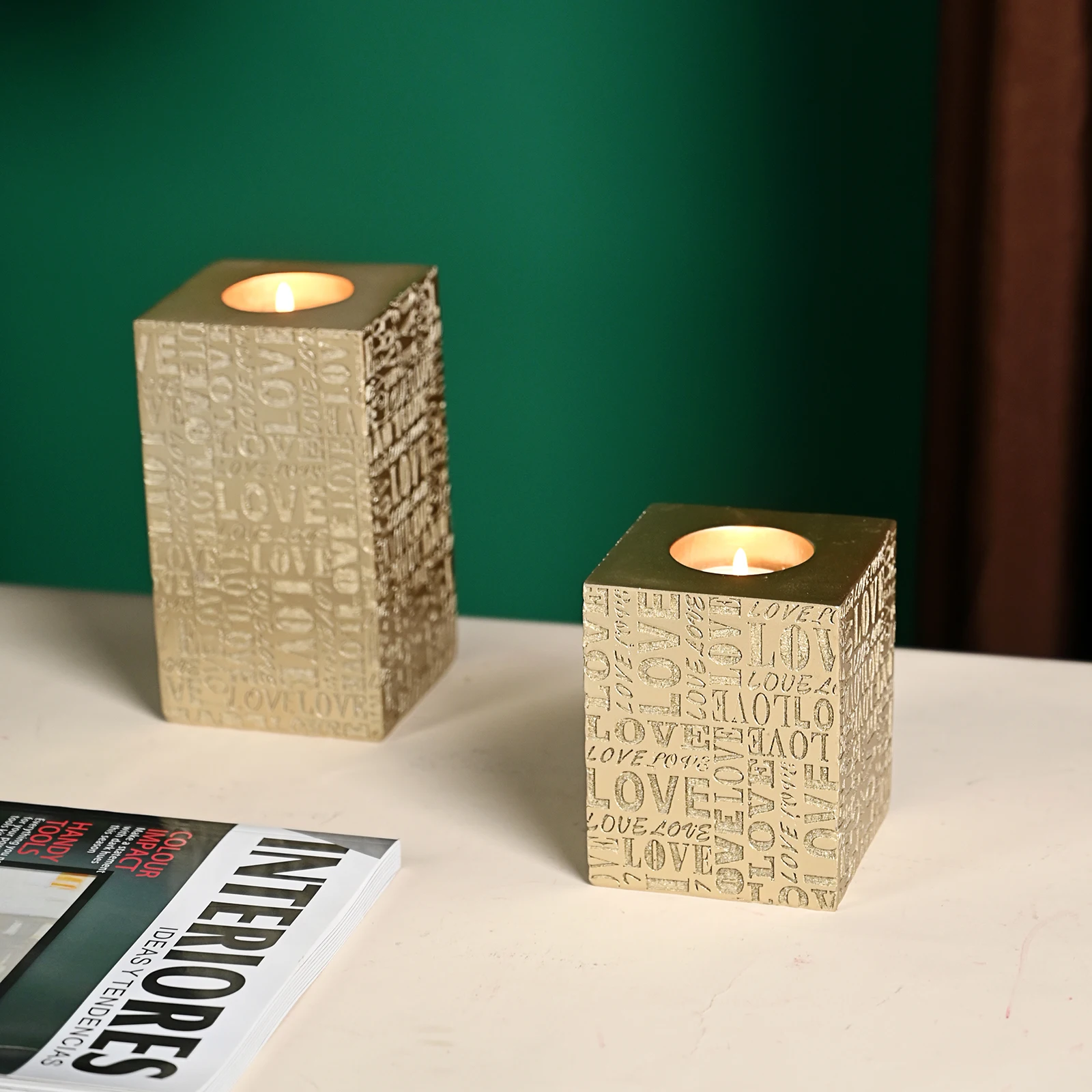 Factory Sales Cube Cuboid Shaped Quality 3D Home Decor Gold Square T ...