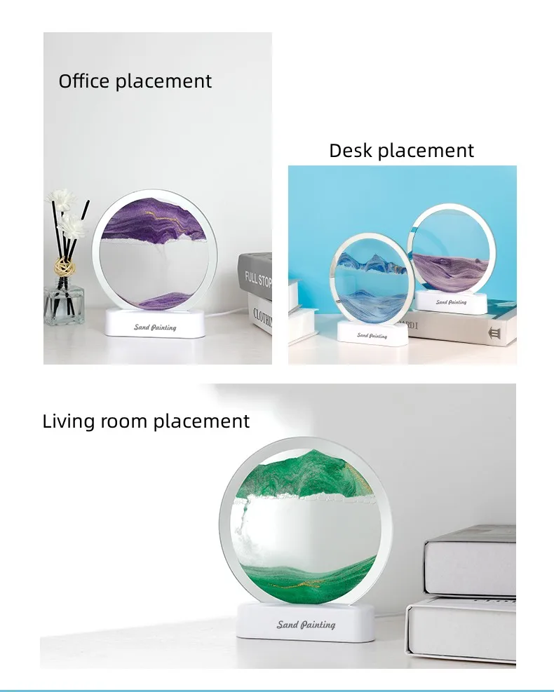Flowing Sand Art Light Hourglass LED Lamp - Quicksand Painting Table Lamp