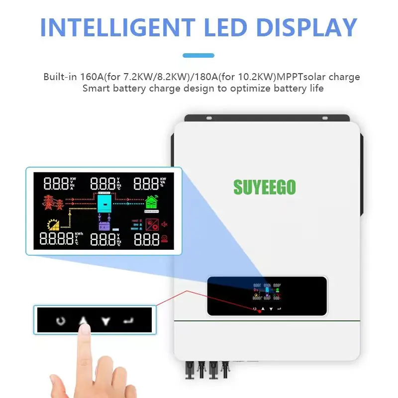 SUYEEGO Solar Inverter Charger 8kw 8.2kw 10kw 10.2kw Solar Charge Controller 180A Pure Sine Wave ...