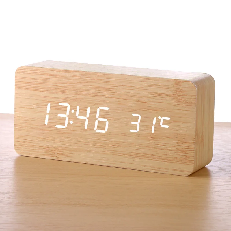 Personalized Wooden Digital Clock Charging Multifunction Led Digital ...