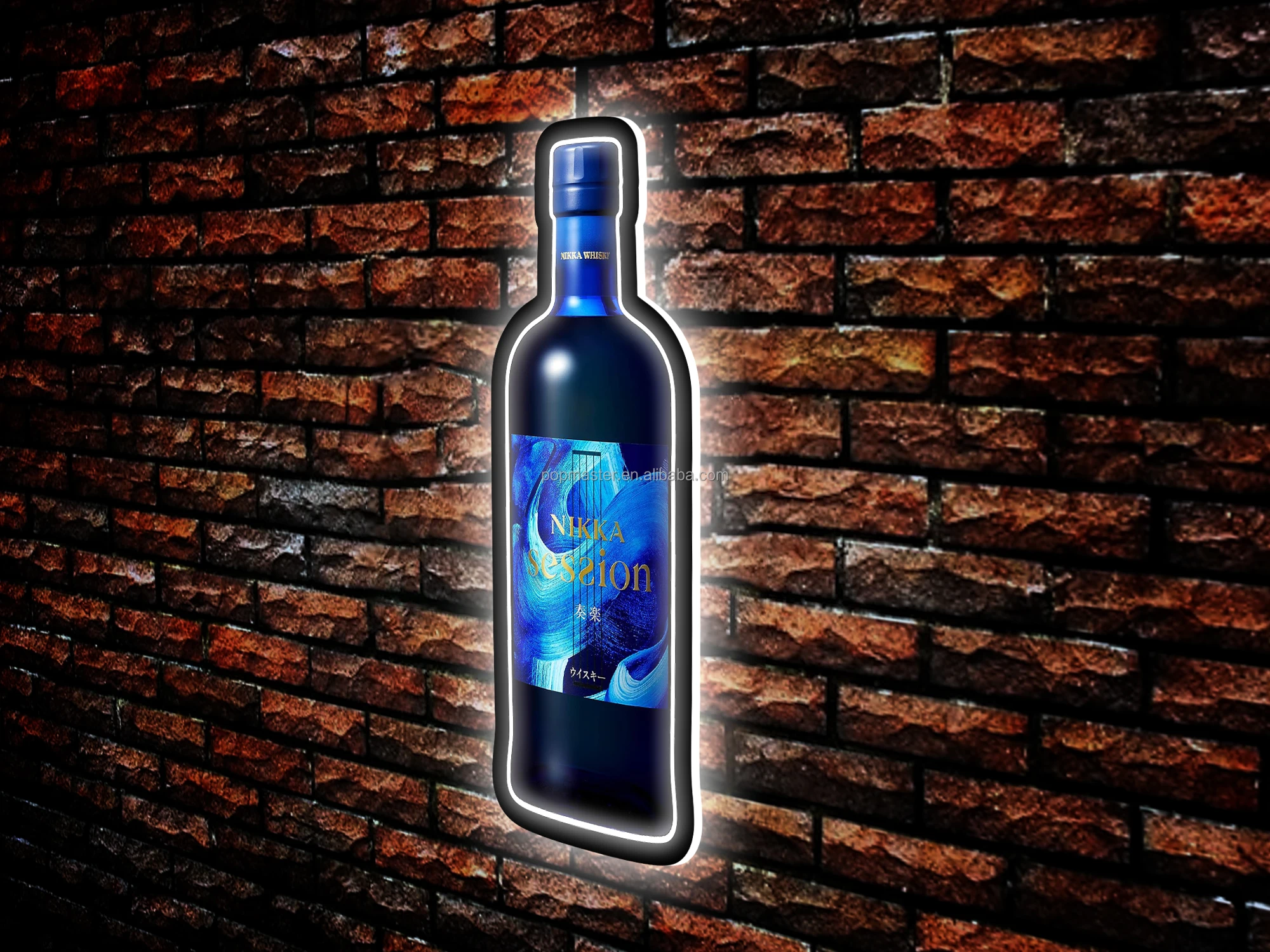 Die Cut Light up Whisky Bottle LED Sign Illuminated Beer Glass Neon Bar ...