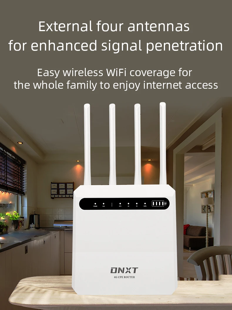 High Speed 4G Wifi Router with 4 Antennas - Perfect for Home