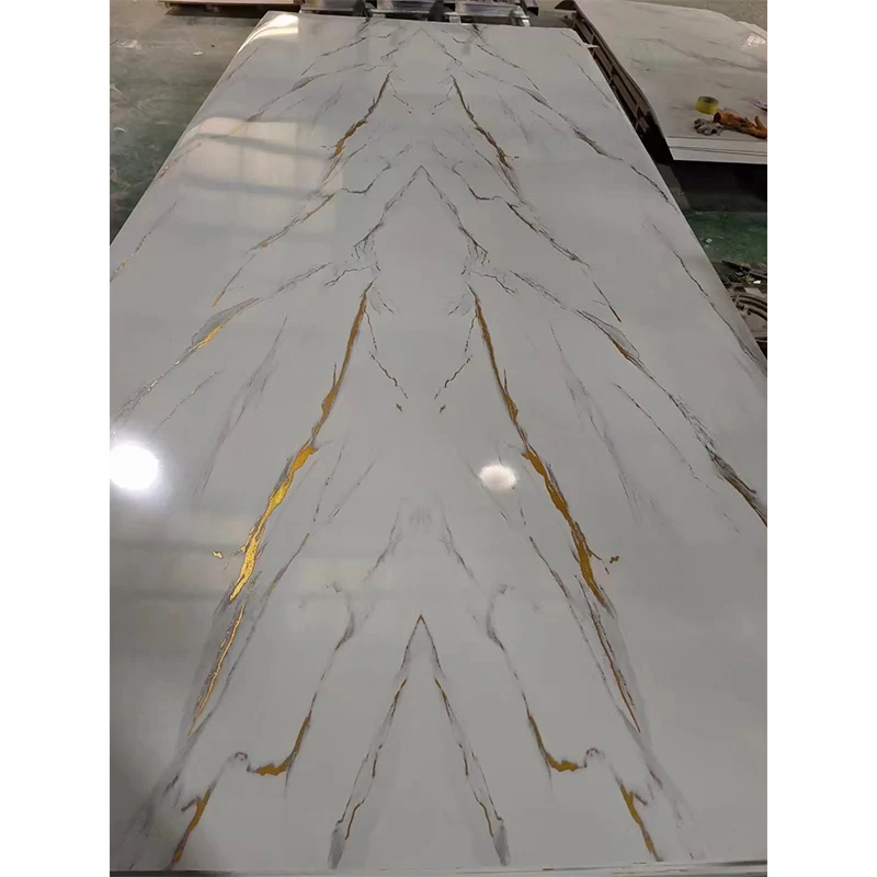 4x8ft 3mm waterproof plastic sheets marble plate white gold uv pvc ...