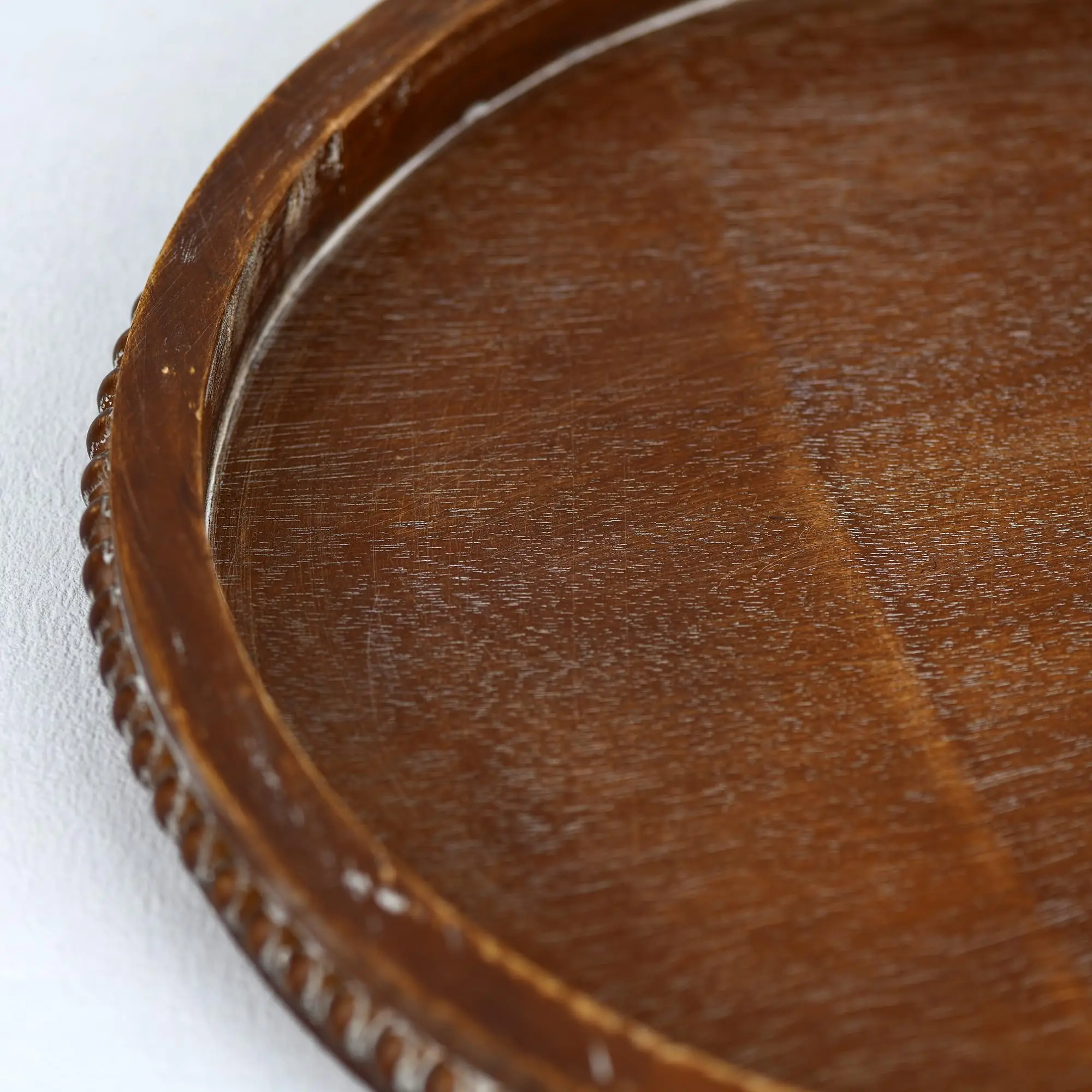 Oval Wood Serving Tray Wooden Beads Brown Tray Farmouse Rustic ...
