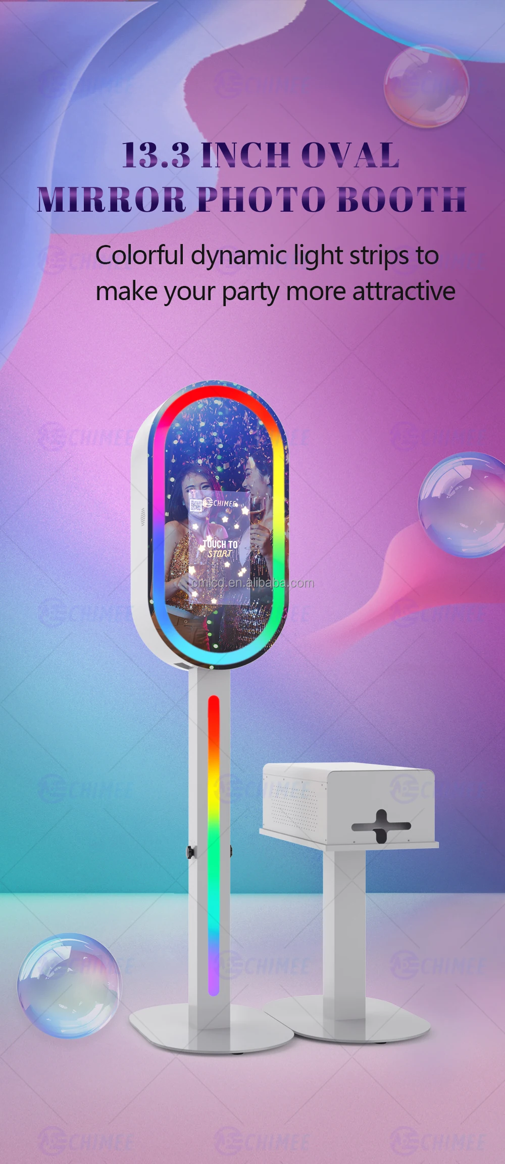 Magic Mirror Photo Booth 13.3 Inch Lcd Screen Selfie Mirror Photo Booth Camera Machine Oval ...