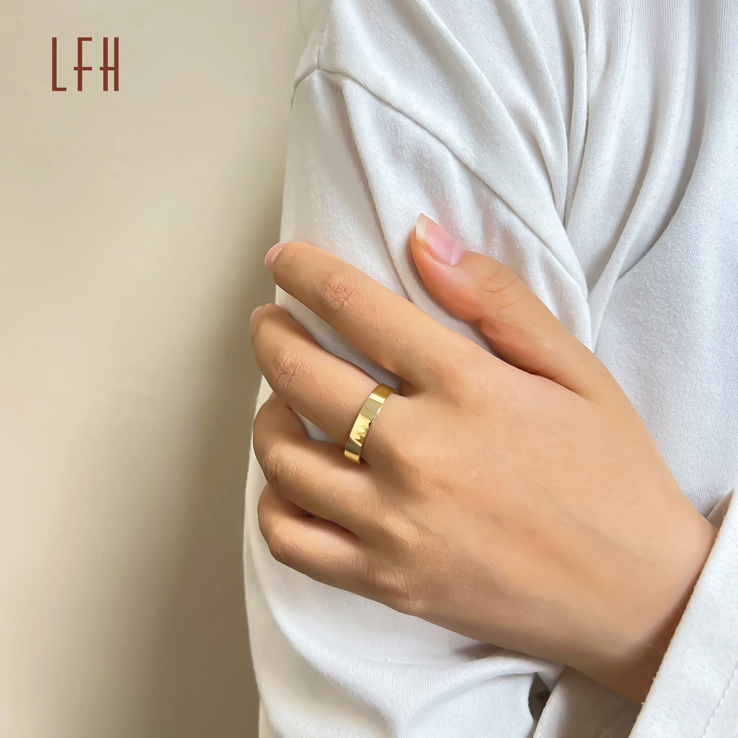 18k Custom Engraved Logo 18k Real Gold Ring Women Rings For Men Gold ...