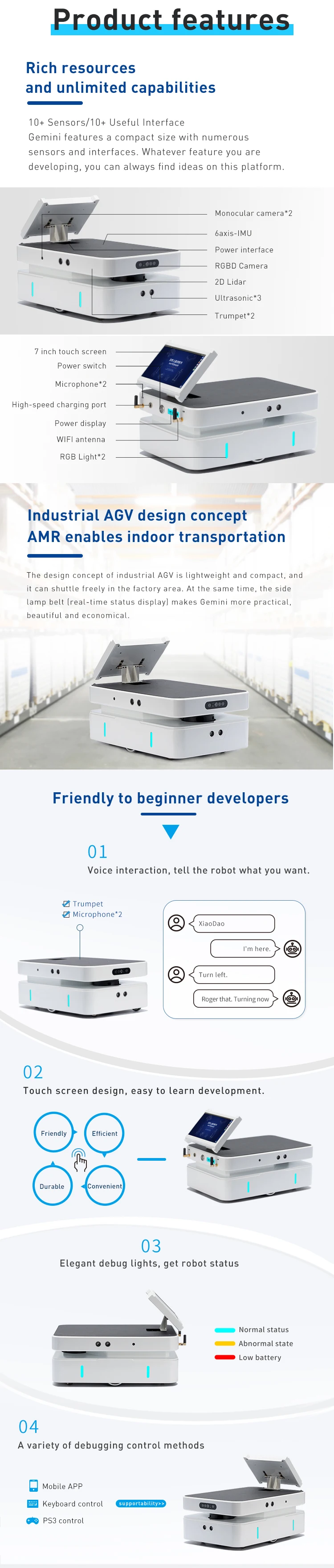 Anseboo Open SDK Educational Robots AGV Ros Robot Chassis