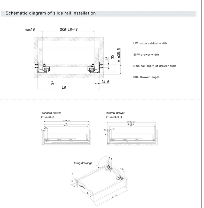 ROEASY Drawer Guides - Heavy Duty Adjustable Soft Closing Slides