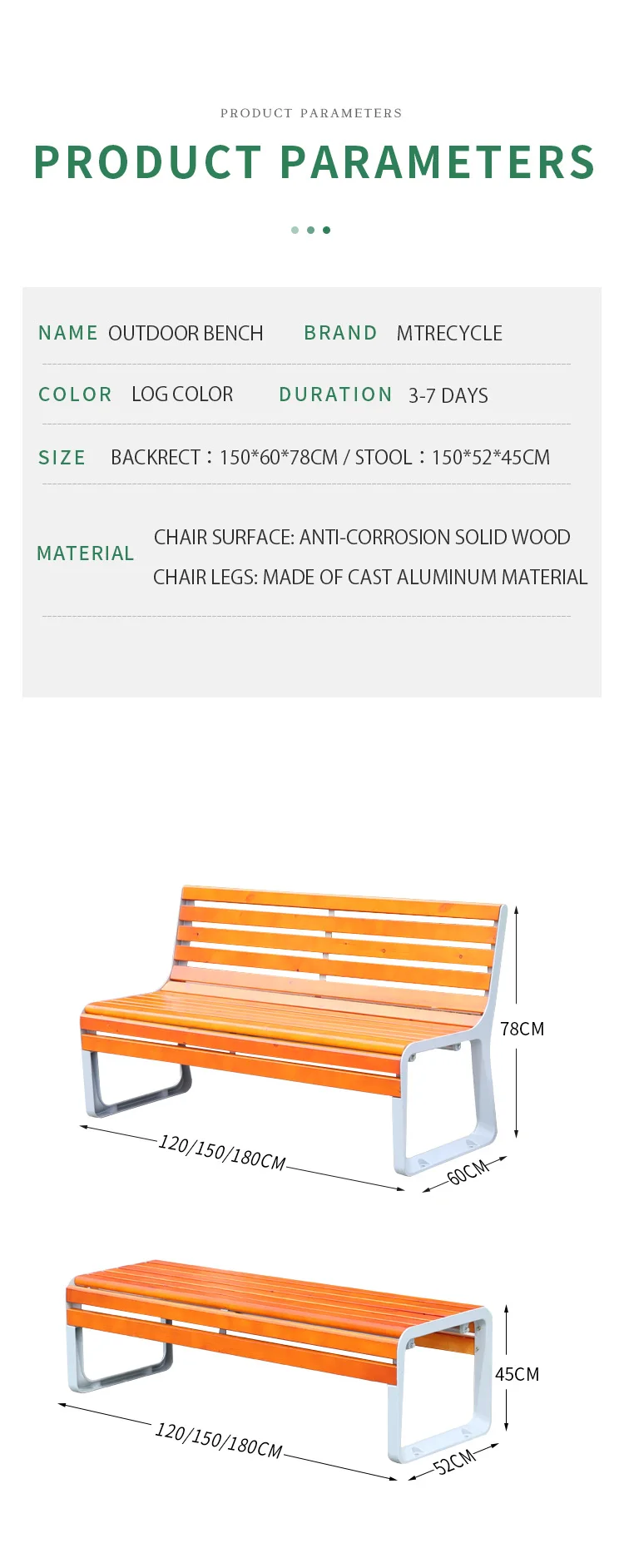 Urban Furniture Outdoor Street Wood Long Bench Leisure Benches Chairs ...