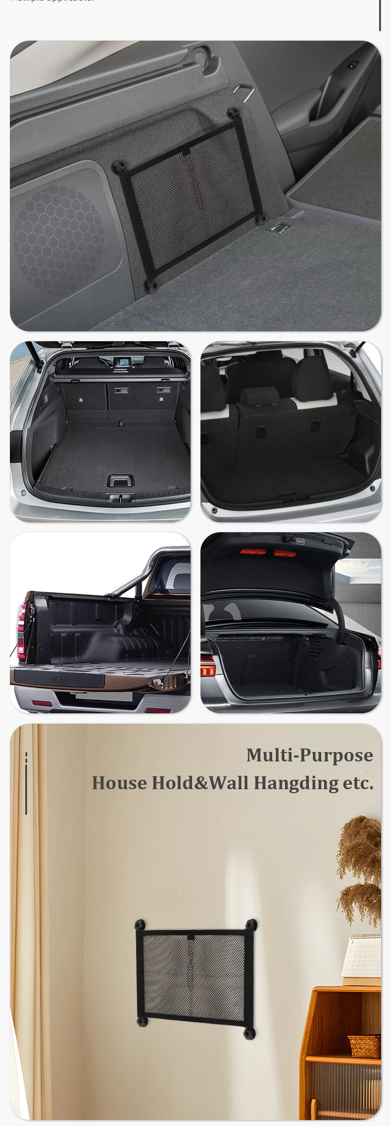 Car Cargo Storage Net Universal Mesh Car Net Pocket Organizer for Truck ...