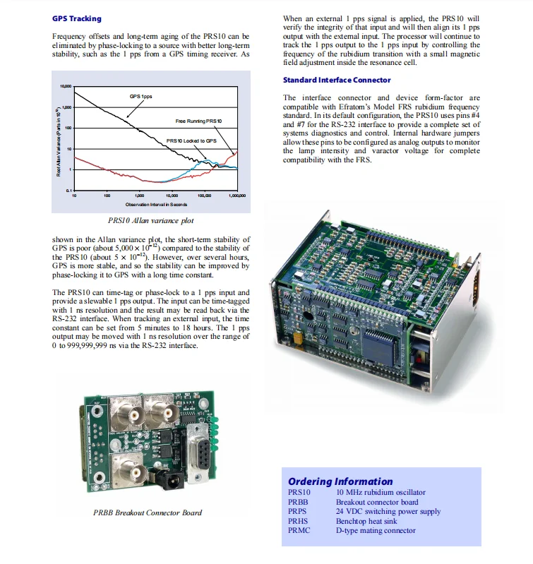 PRS10 Rubidium Atomic Clock - Reliable 10 MHz Output, 72-Hour Holdover ...